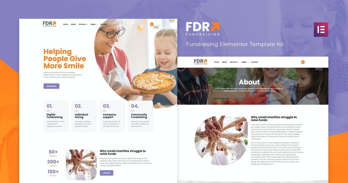 Download FDR – Fundraising Elementor Template Kit version 1.0.0