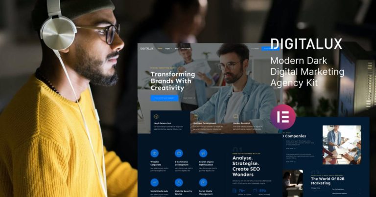 Download Digitalux – Modern Dark Digital Marketing Agency Template Kit ...