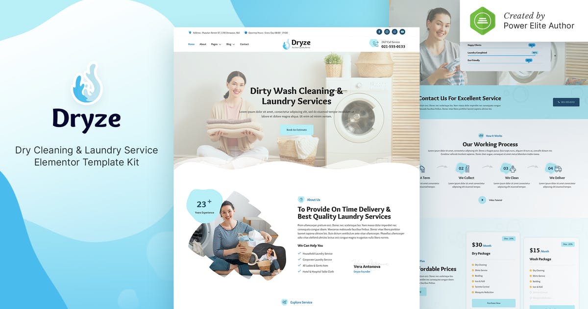Download Dryze – Dry Cleaning & Laundry Service Elementor Template Kit ...