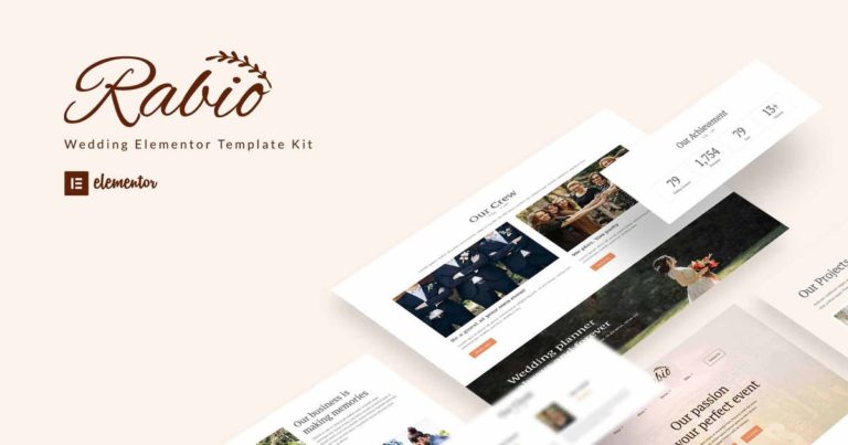 Download Rabio – Wedding Event Organizer Elementor Template Kit version 1.0.0