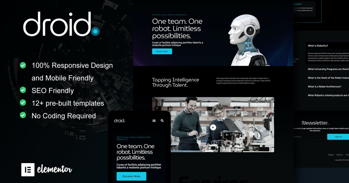 Download Droid – Robotics & Technology Services Elementor Template Kit ...