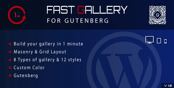 Télécharger Fast Gallery for Gutenberg – WordPress Plugin version 1.0