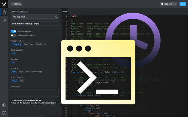 Download DPlugins | Scripts Organizer – Advanced Code editor for WordPress version 3.5.2