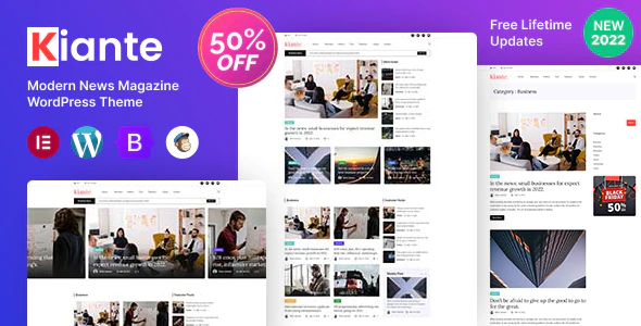 Download Kiante – Newspaper Magazine Blog Modern WordPress Theme Multipurpose version 1.0.3