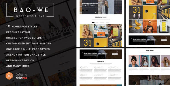 Télécharger Baowe – Responsive One/Multi Page Portfolio WordPress Theme version 1.1