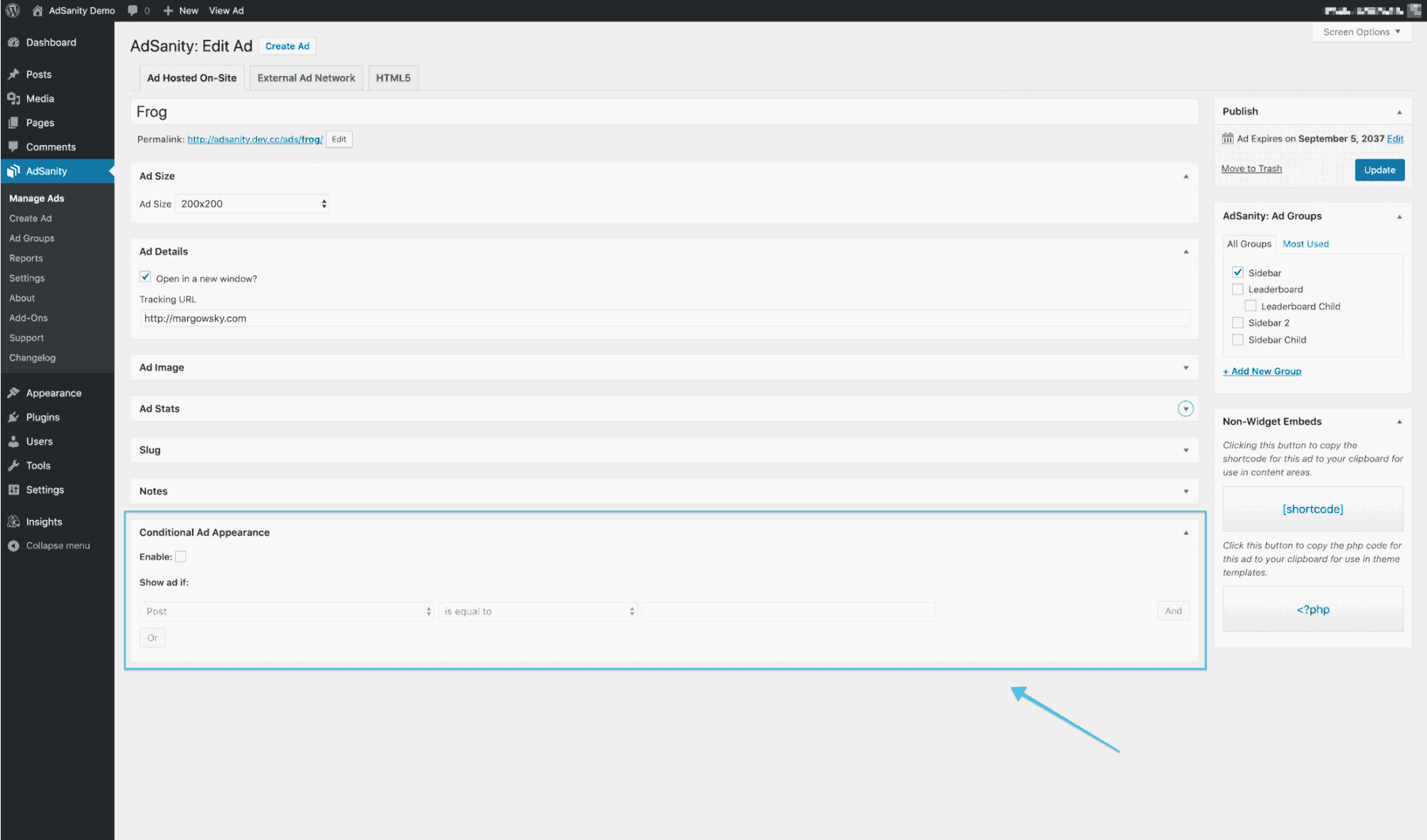 Download AdSanity Conditional Ad Appearance version 1.7