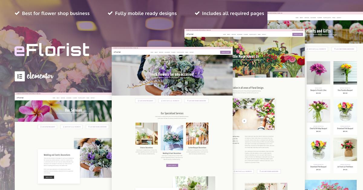 Télécharger eFlorist – Flower Boutique & Decoration Elementor Template ...