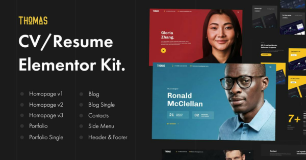 Télécharger Thomas – CV/Portfolio Elementor Template Kit version 1.0.3