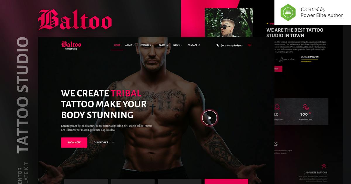 Download Baltoo – Tattoo Studio and Artist Elementor Template Kit ...