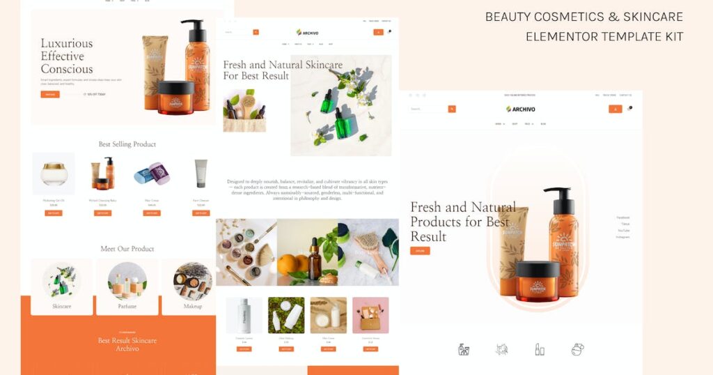 Télécharger Archivo – Beauty Cosmetics & Skincare Elementor Template ...