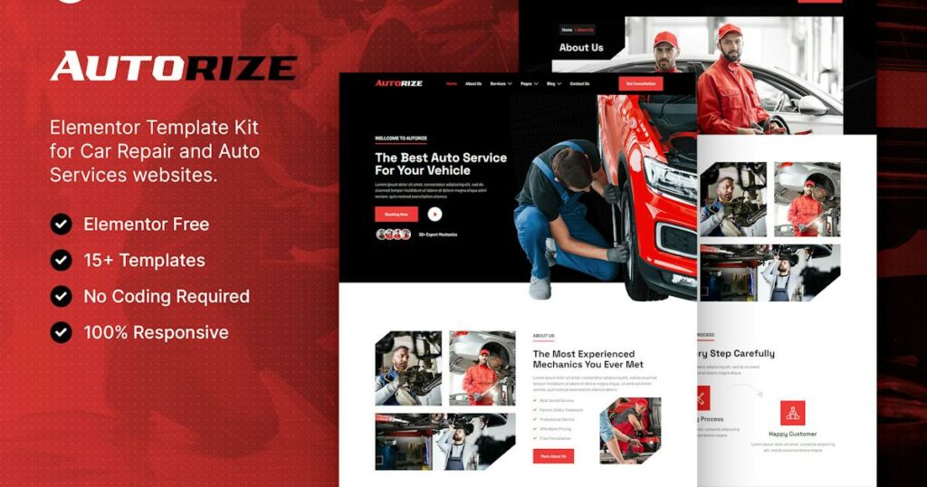 Télécharger Autorize – Car Repair & Auto Services Elementor Template ...