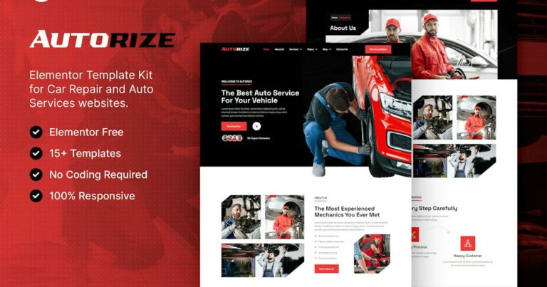 Download Autorize – Car Repair & Auto Services Elementor Template Kit ...