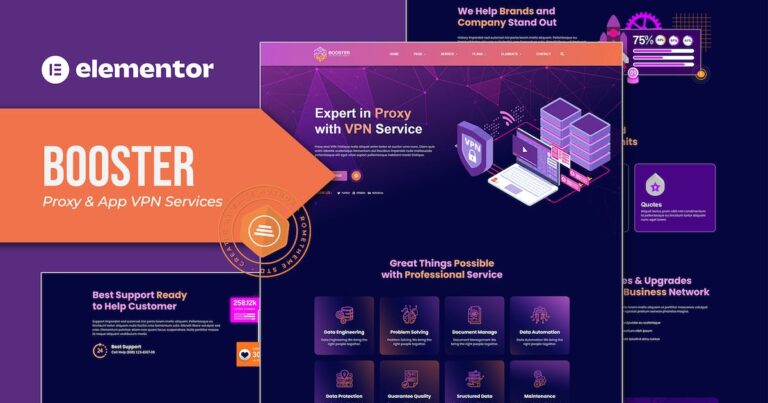 Download Booster – Proxy & App VPN Service Elementor Template Kit version 1.0.1