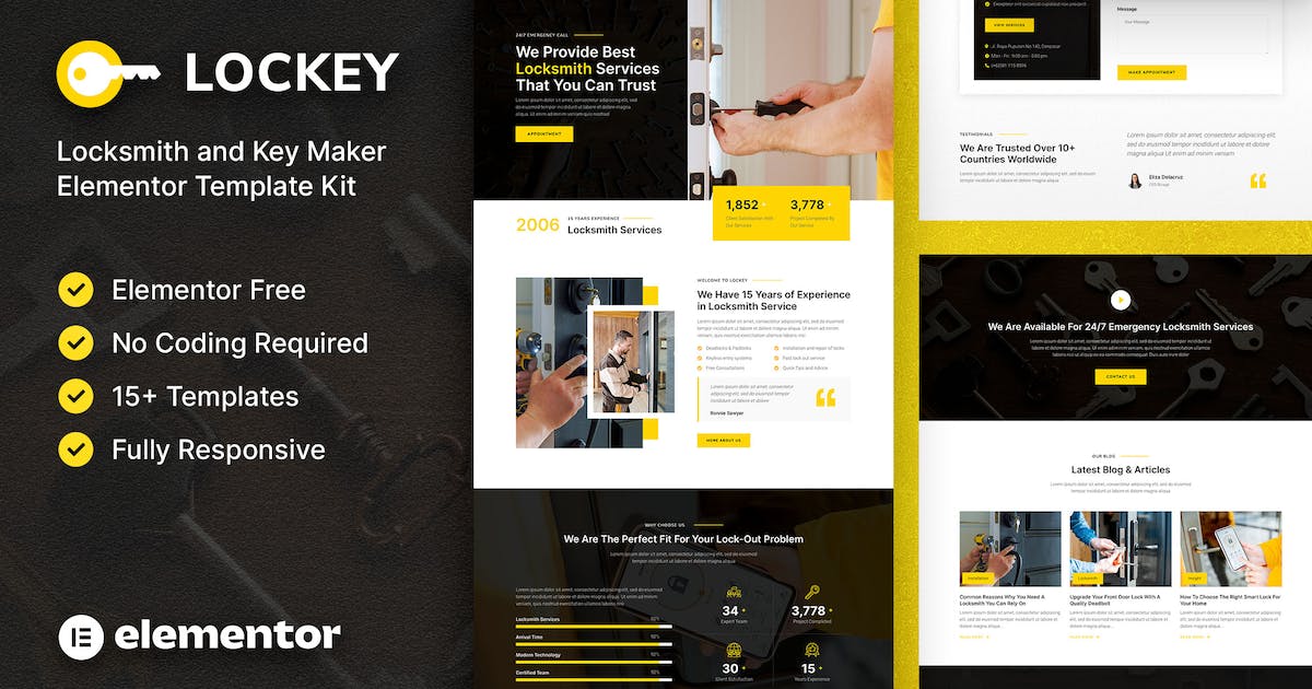 Download Lockey – Locksmith and Key Maker Service Elementor Template ...