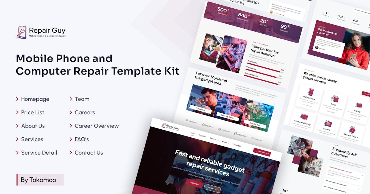 Download Repair Guy | Mobile Phone & Computer Repair Elementor Template ...