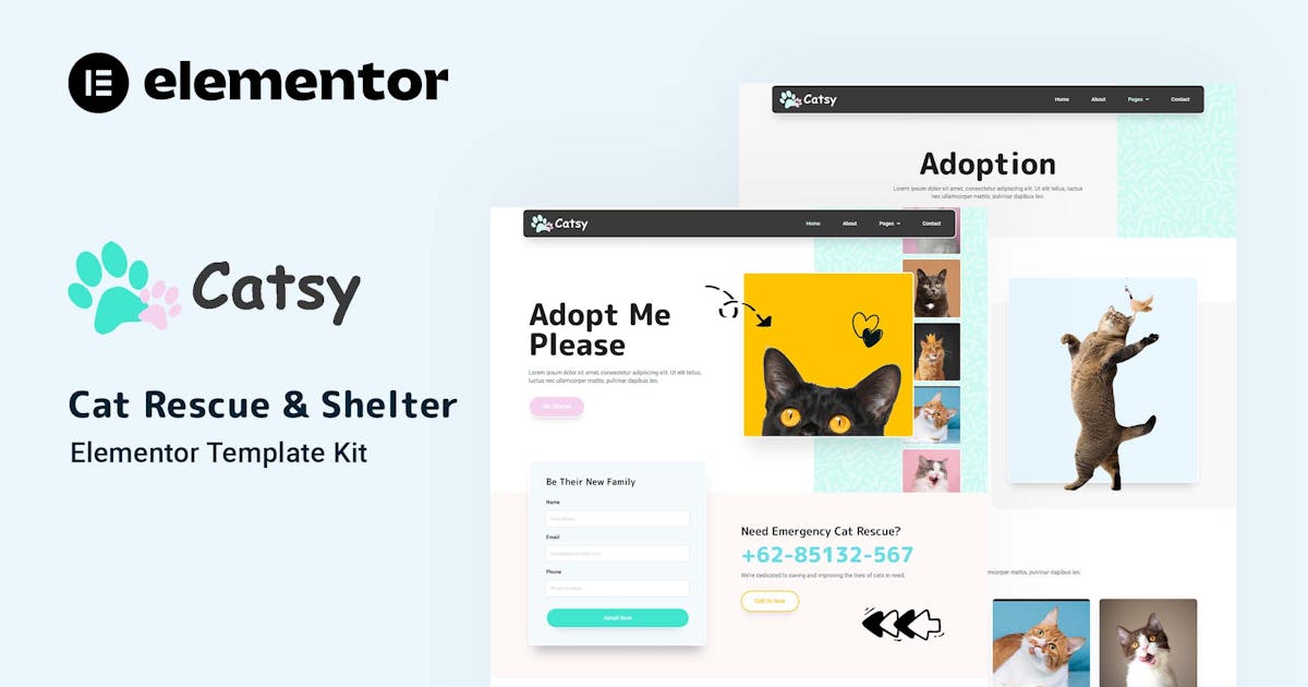 Download Catsy – Cat Rescue Shelter Elementor Template Kit version 1.0.0