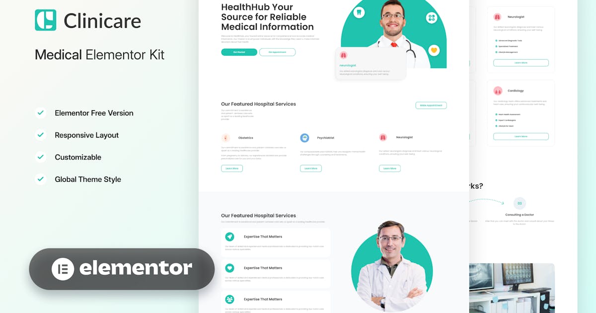 Download Clinicare – Clinic Medical Elementor Template Kit version 1.0.0