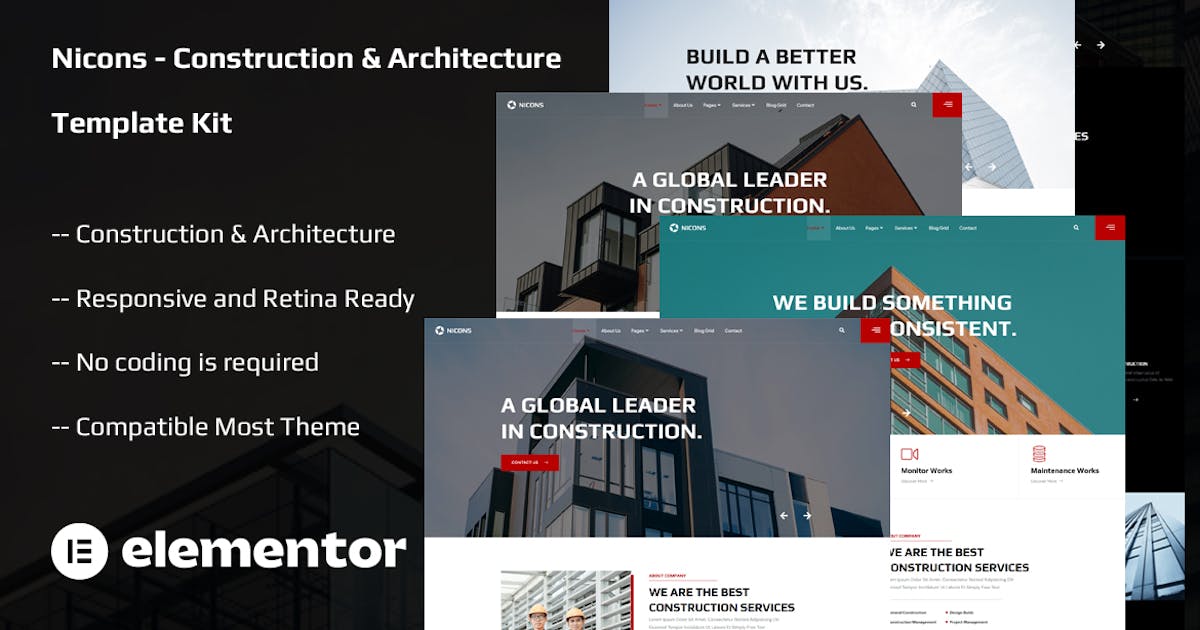 Download Nicons – Construction & Architecture Elementor Template Kit version 1.0.0