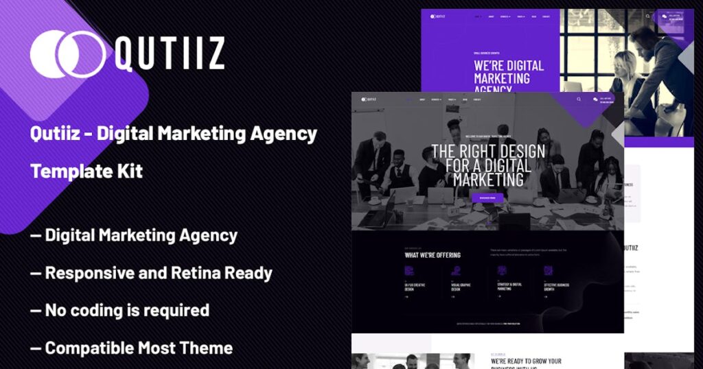 Download Qutiiz – Digital Marketing Agency Elementor Template Kit ...