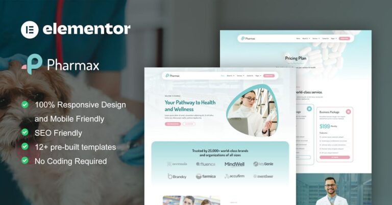 Download Pharmax – Pharmacy & Medical Services Elementor Template Kit version 1.0.0