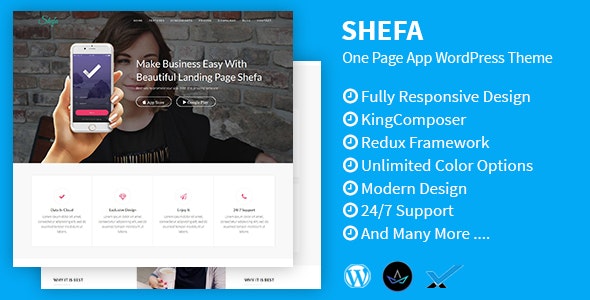 Télécharger Shefa – One Page App WordPress Theme version 1.5.0