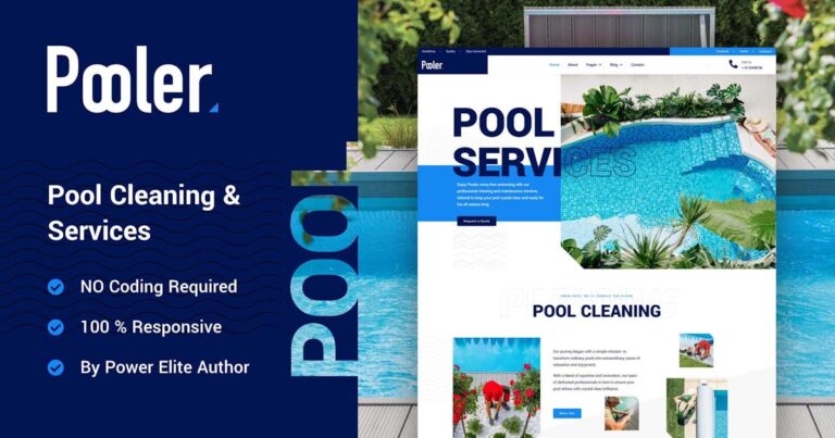Download Pooler – Swimming Pool Cleaning Services Elementor Pro Template Kit version 1.0.0