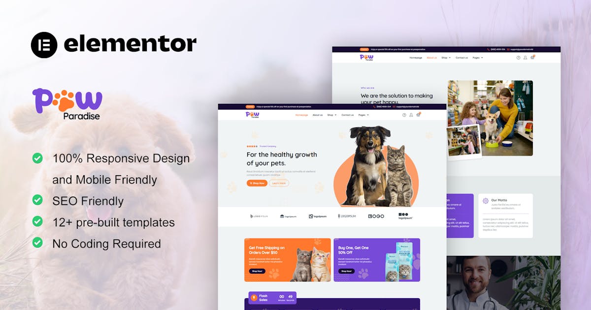 Download PawParadise – WooCommerce Pet Shop Elementor Template Kit ...