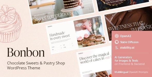 Télécharger Bonbon – Chocolate & Pastry Shop WordPress Theme + AI version 1.6.0