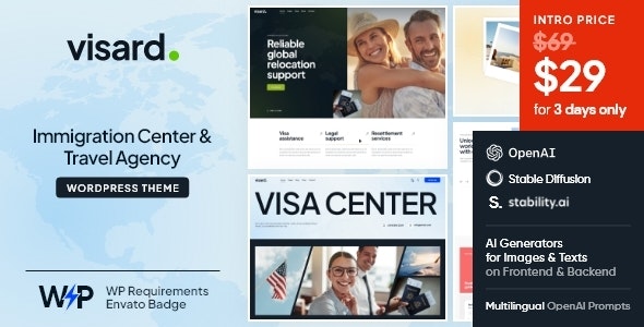 Download Visard – Immigration Visa Center & Travel Agency WordPress Theme version 1.5.0