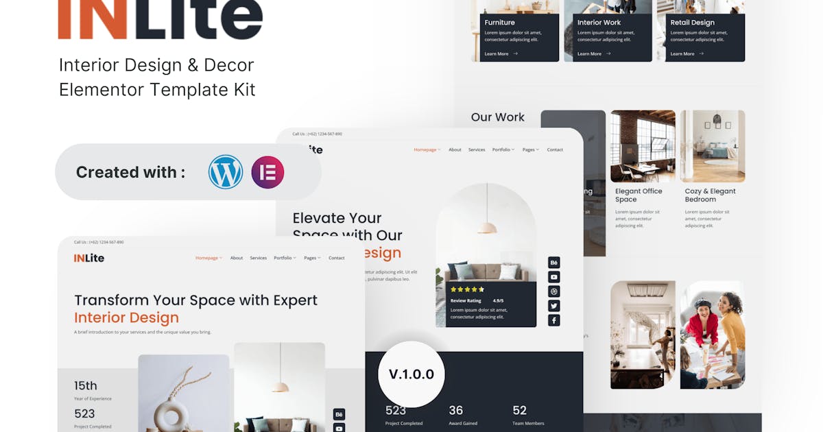 Télécharger Inlite – Interior Design & Decor Elementor Template Kit ...