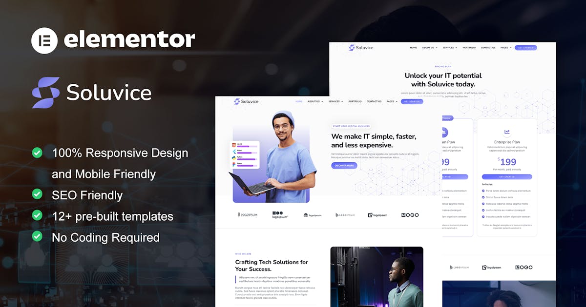 Télécharger Soluvice – IT Solutions & Services Company Elementor Pro Template Kit version 1.0.0