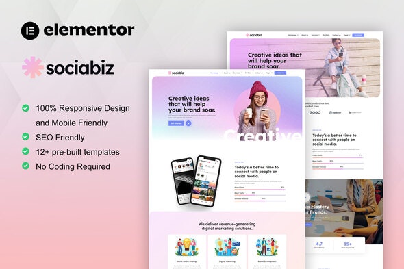 Download SociaBiz – Digital Marketing Agency Elementor Pro Template Kit version 1.0.0