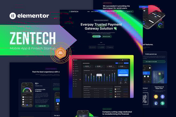 Download Zentech – Mobile App & Fintech Startup Elementor Template Kit version 1.0.0