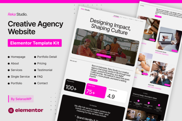 Télécharger RekaStudio – Design Agency and Portfolio Elementor Pro Template Kit version 1.0.0