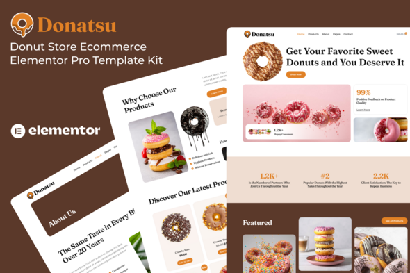 Télécharger Donatsu – Donut Store Ecommerce Elementor Pro Template Kit version 1.0.0