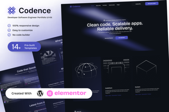 Download Codence – Developer Software Engineer Portfolio Elementor ...
