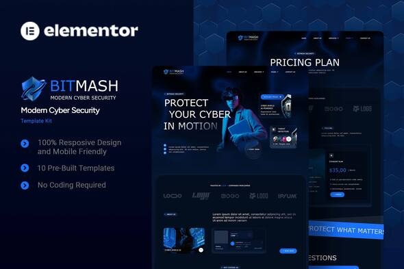 Download Bitmash – Modern Cyber Security Elementor Template Kit version ...